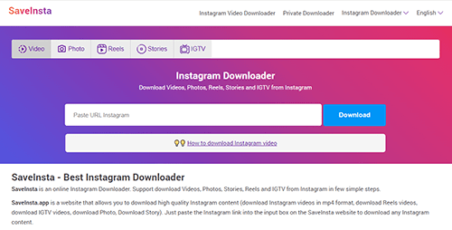 Download Instagram Video in HD, Story, Photo, Reel | SaveInta